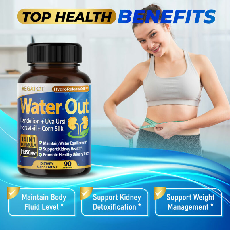 Natural Water Out Supplement 11,350mg with Dandelion, Uva Ursi ...