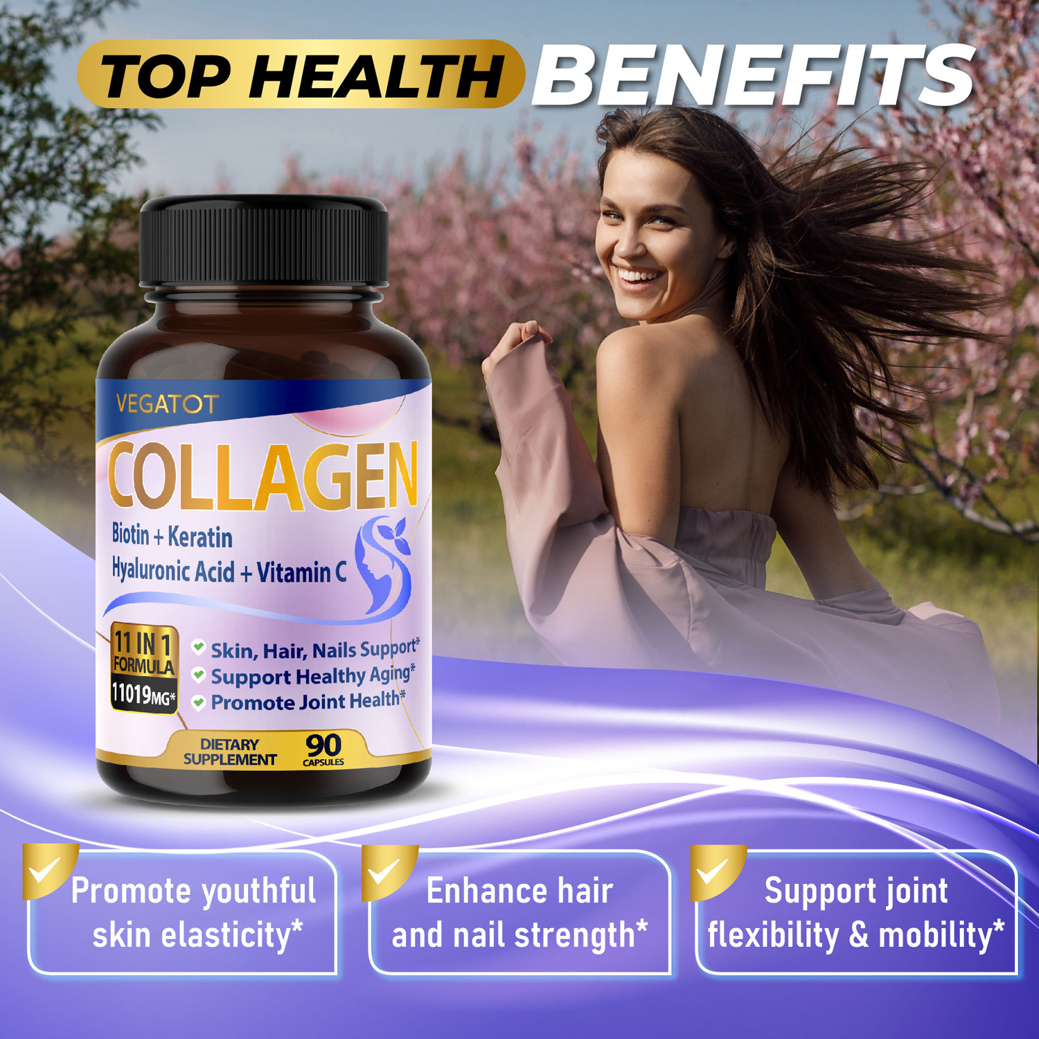 Organic Collagen 11,019mg with Hyaluronic Acid, Vitamin C, Biotin ...